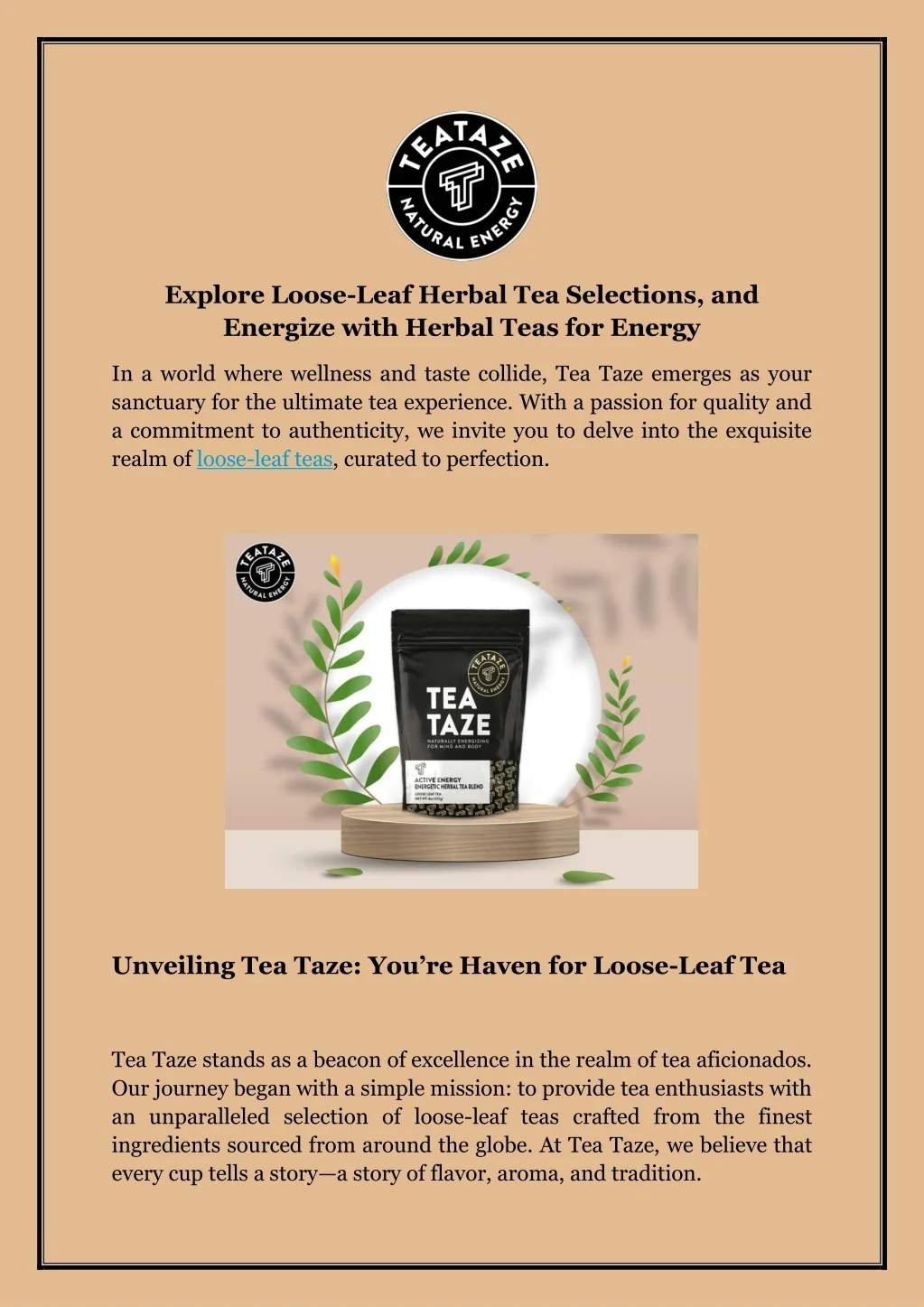 PPT - Explore Loose-Leaf Herbal Tea Selections, and Energize with ...