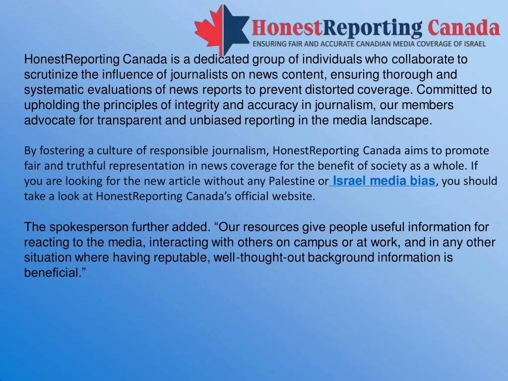 PPT - HonestReporting Canada Offers News About the Palestine-Hamas War Online PowerPoint ...