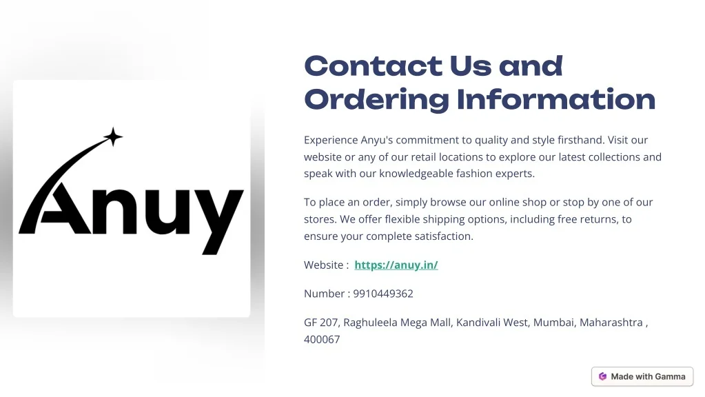 PPT - Introduction-to-Anyu-Clothing PowerPoint Presentation, free ...