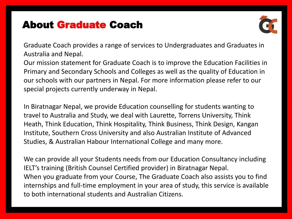PPT - Graduate Coach Program | Australia and Nepal | Career Advice ...