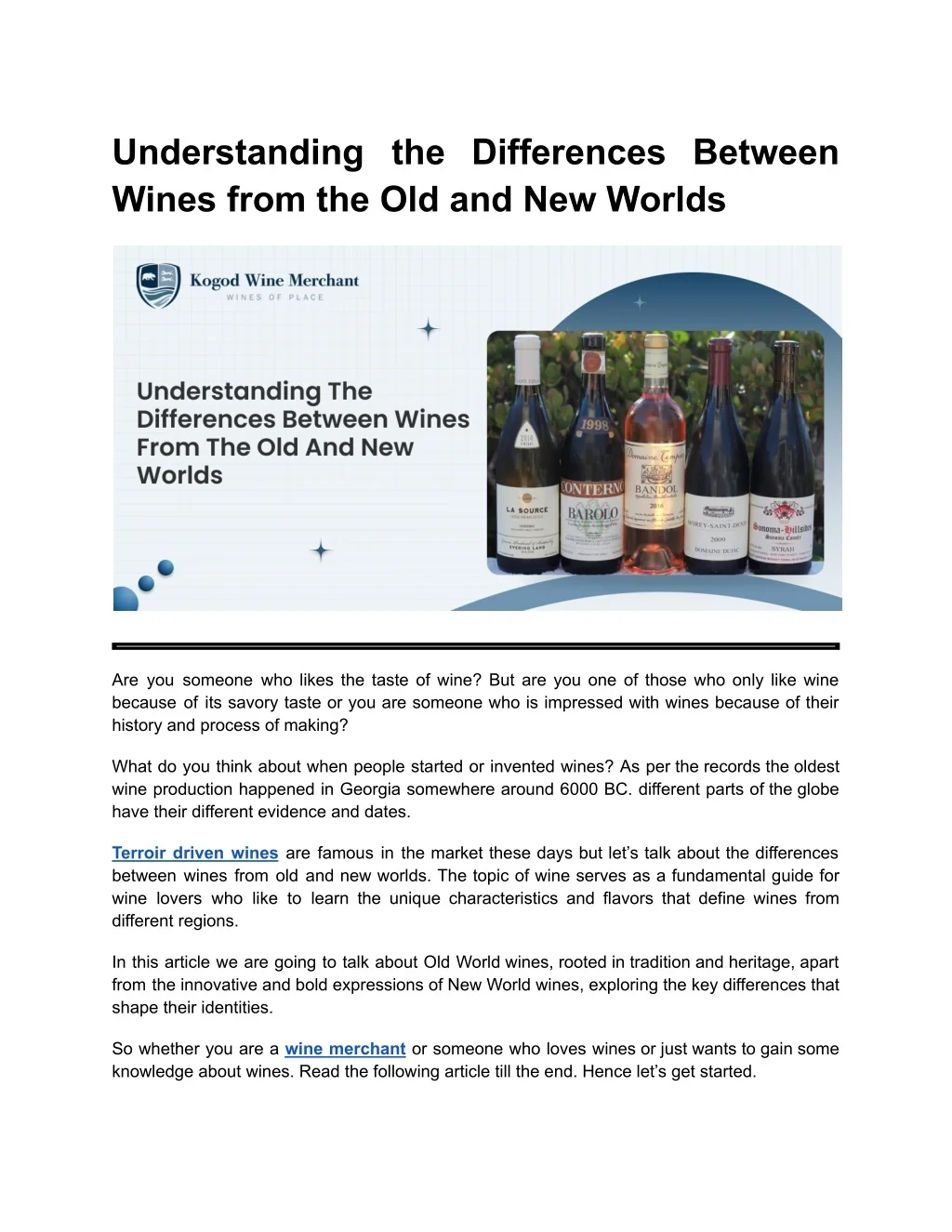 PPT - Understanding the Differences Between Wines from the Old and New ...