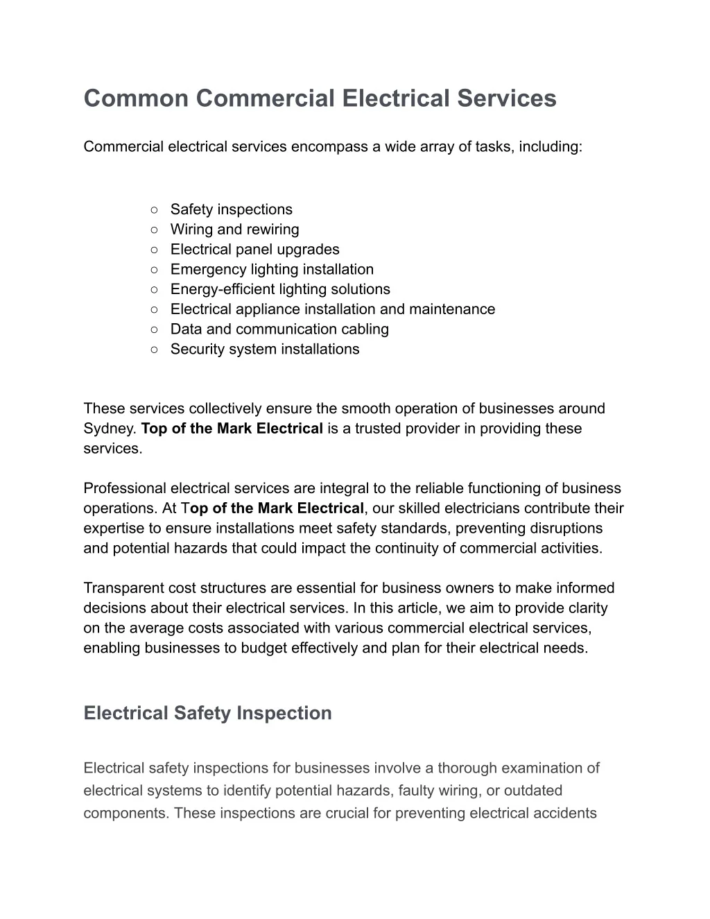 PPT - Average Cost of Each Commercial Electrical Service in Sydney ...
