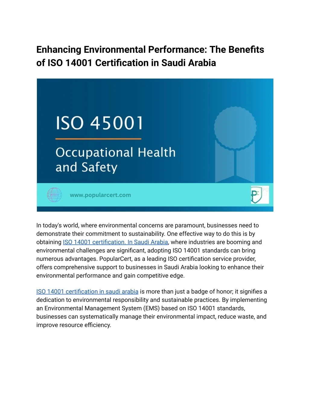 PPT - Enhancing Environmental Performance_ The Benefits of ISO 14001 ...