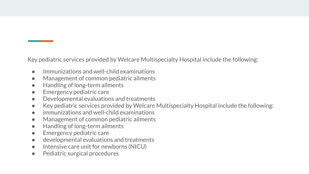PPT - What are the key services offered by the pediatric department at ...