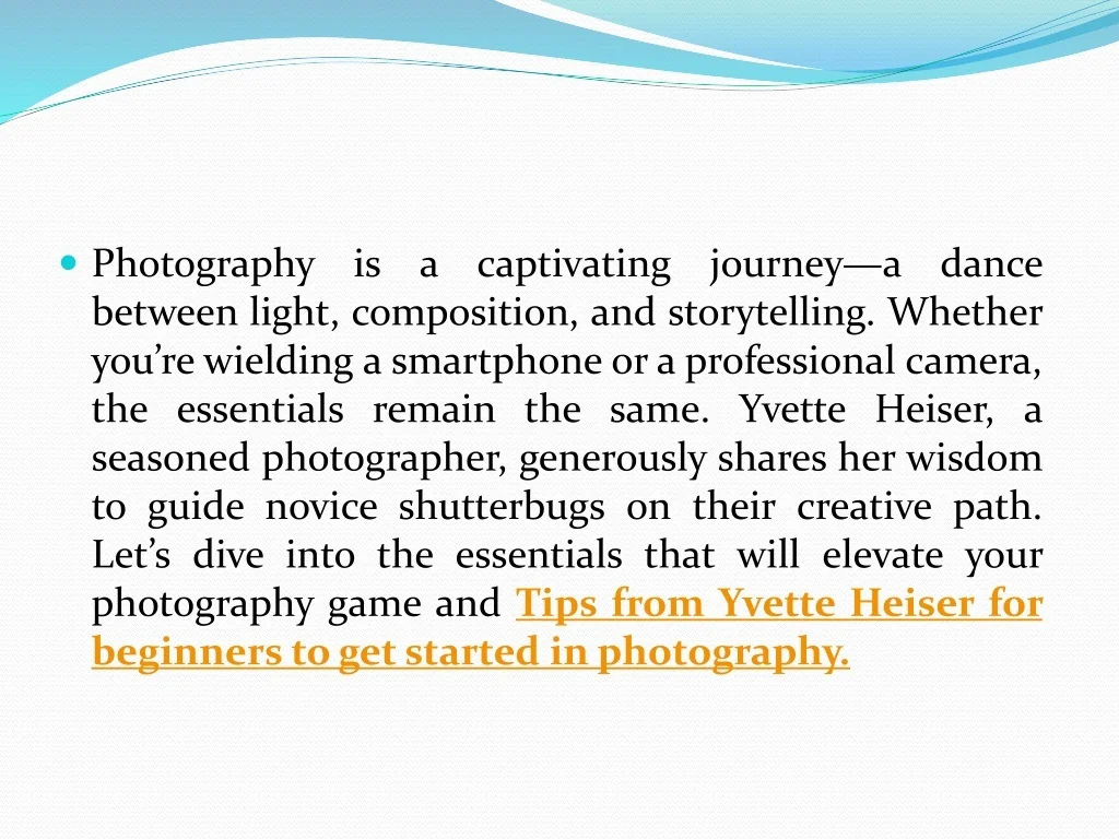 PPT - Yvette Heiser’s: Photography Essentials Tips for Novice ...