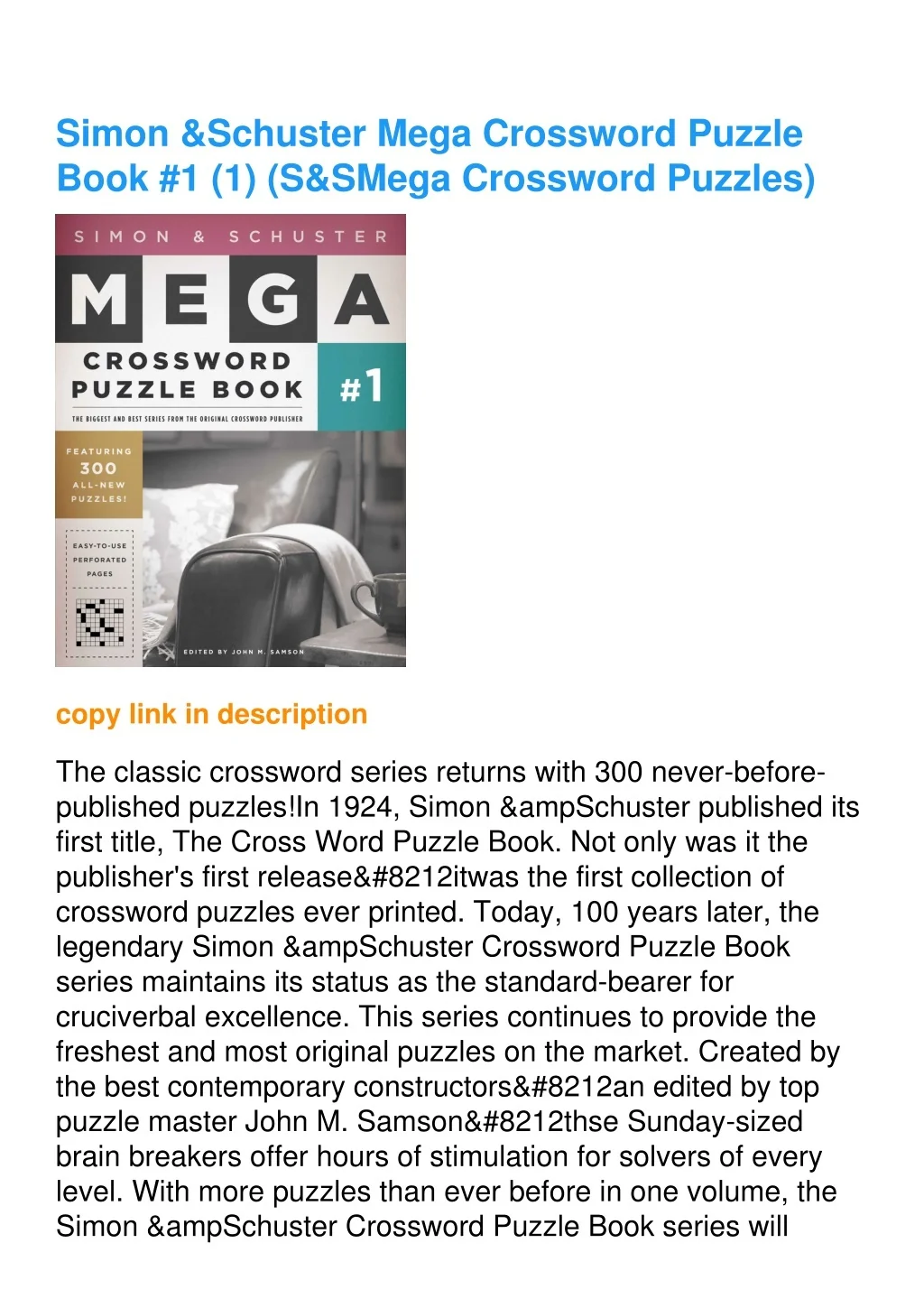 PPT - read⚡ Simon & Schuster Mega Crossword Puzzle Book #1 (1) (S&S ...
