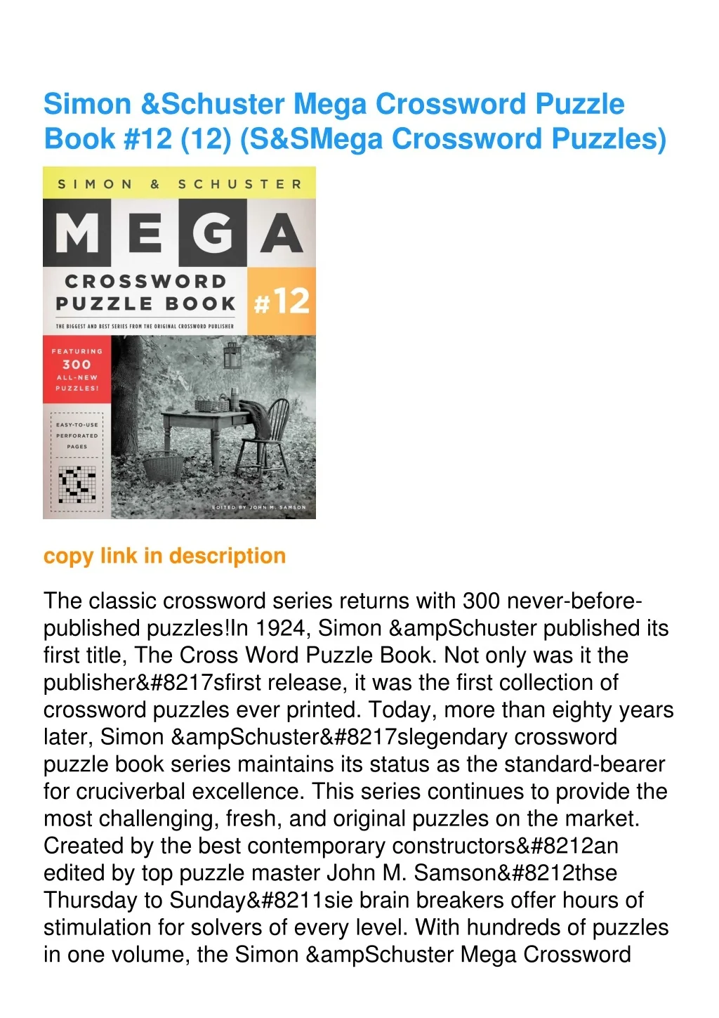 PPT - read Simon & Schuster Mega Crossword Puzzle Book #9 (9) (S&S Mega ...