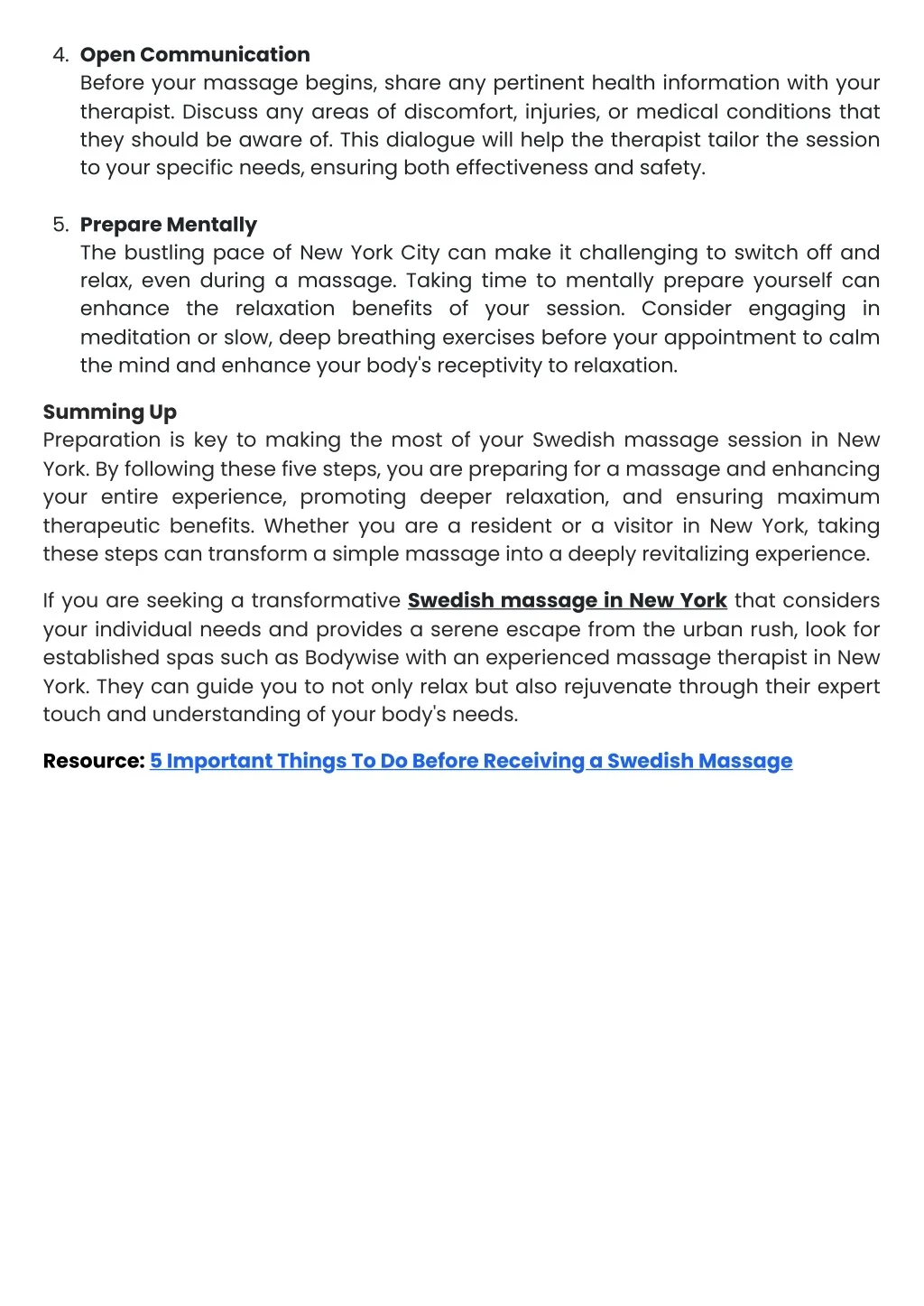 PPT - 5 Important Things To Do Before Receiving a Swedish Massage ...