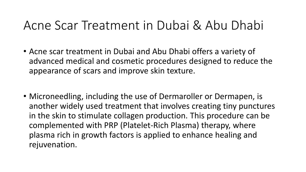 Ppt Acne Scar Treatment In Dubai And Abu Dhabi Powerpoint Presentation