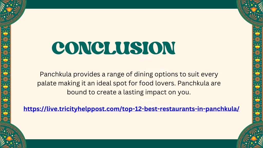 PPT - Top 12 Best Restaurants in Panchkula PowerPoint Presentation ...