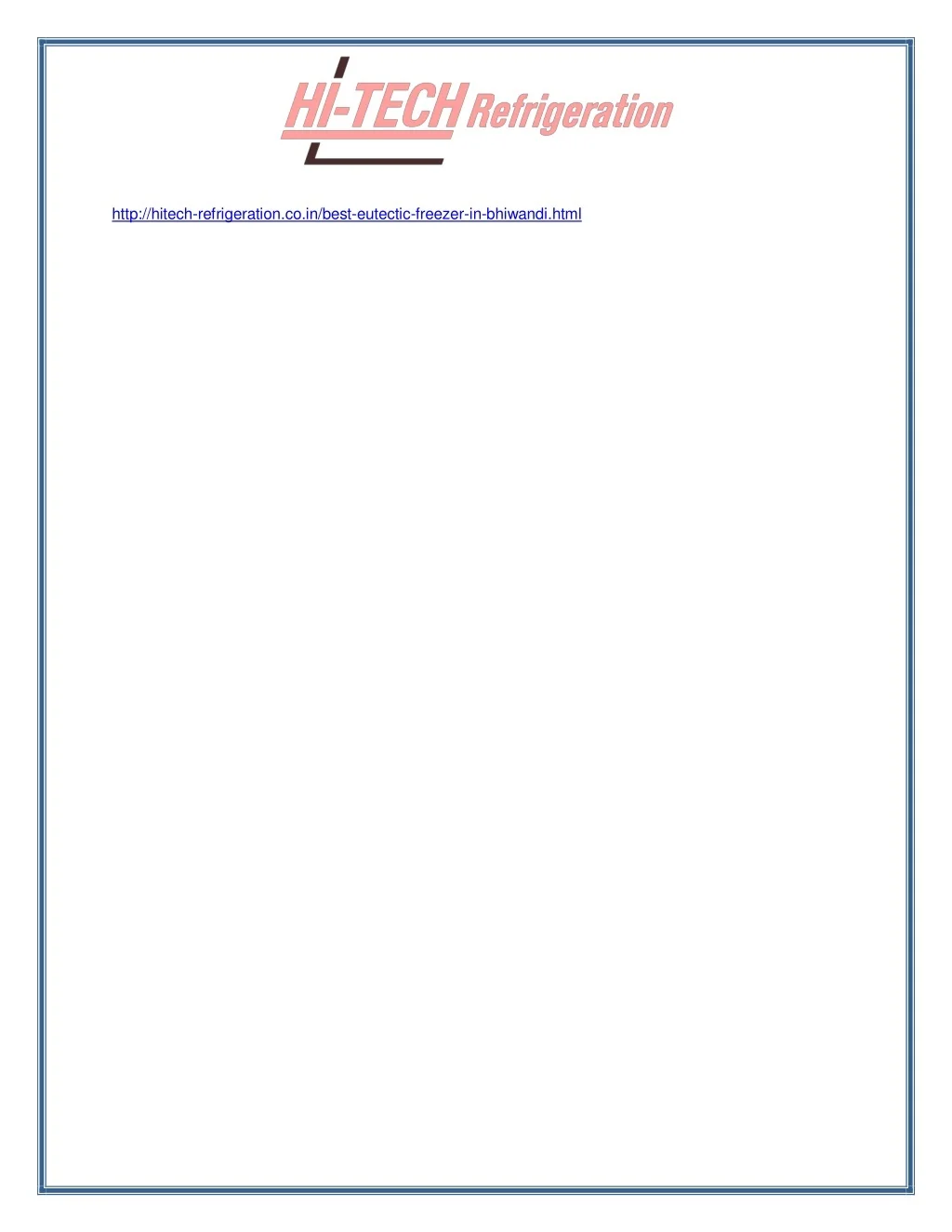 PPT - Best Eutectic Freezer in Bhiwandi: Hi Tech Refrigeration Co ...