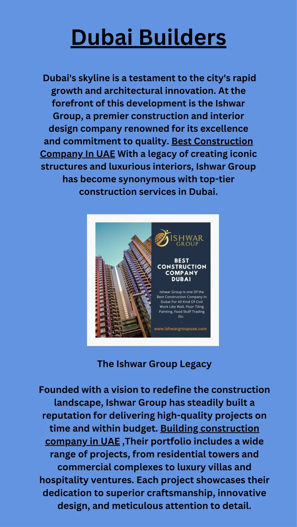 PPT - Introducing Ishwar Group Dubai's Premier Construction and ...