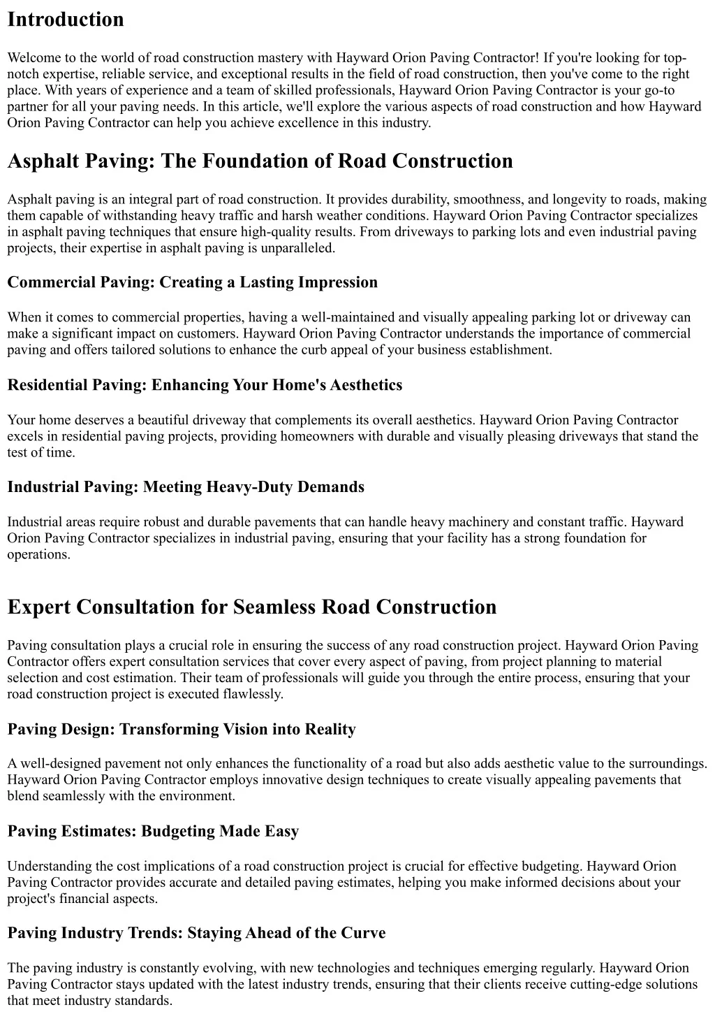 PPT - Road Construction Mastery with Hayward Orion Paving Contractor ...