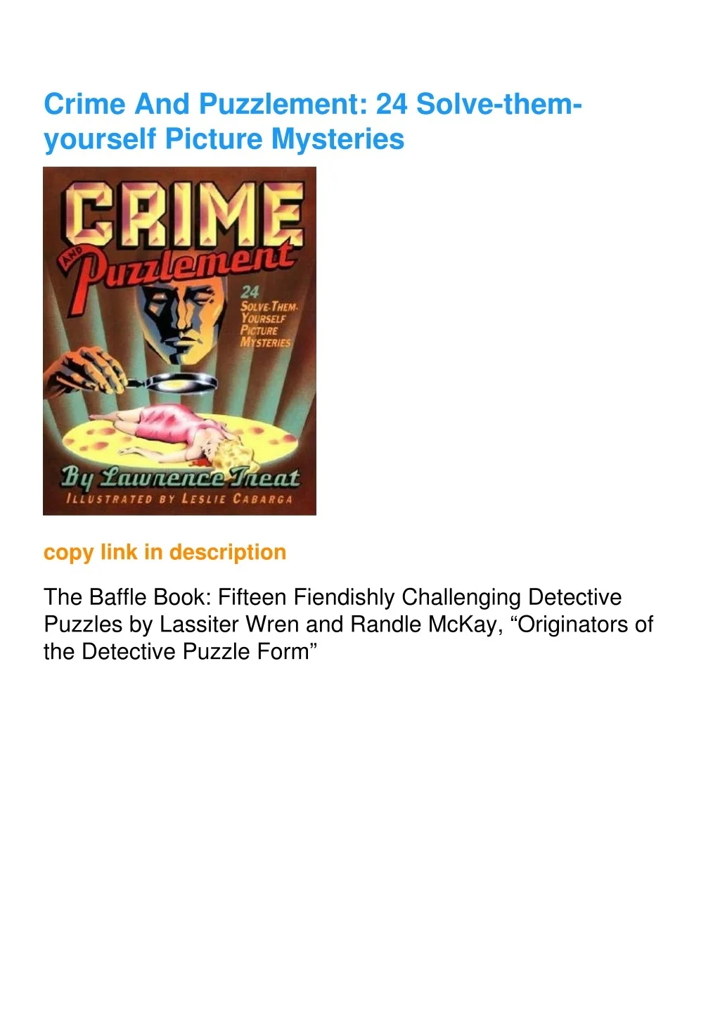 PPT - pdf⚡ Crime And Puzzlement: 24 Solve-them-yourself Picture ...