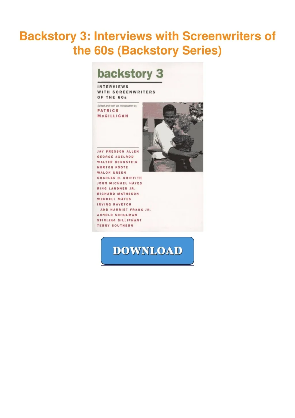 PPT - read pdf Backstory 3: Interviews with Screenwriters of the 60s ...