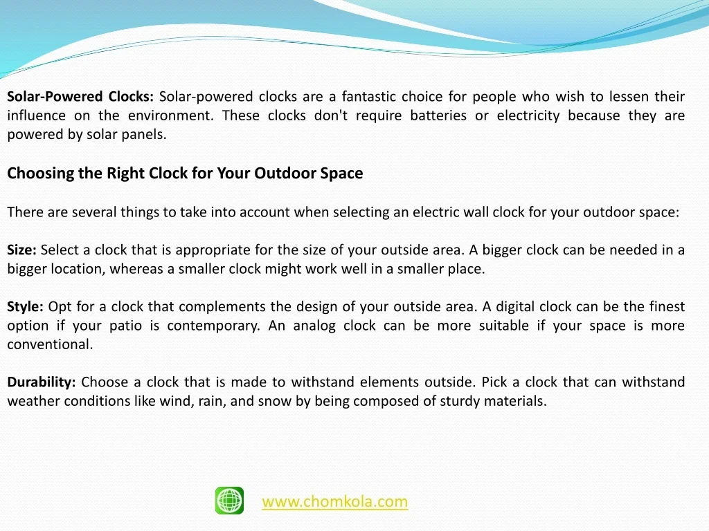 PPT - Enhancing Your Outdoor Décor with Electric Wall Clocks PowerPoint ...