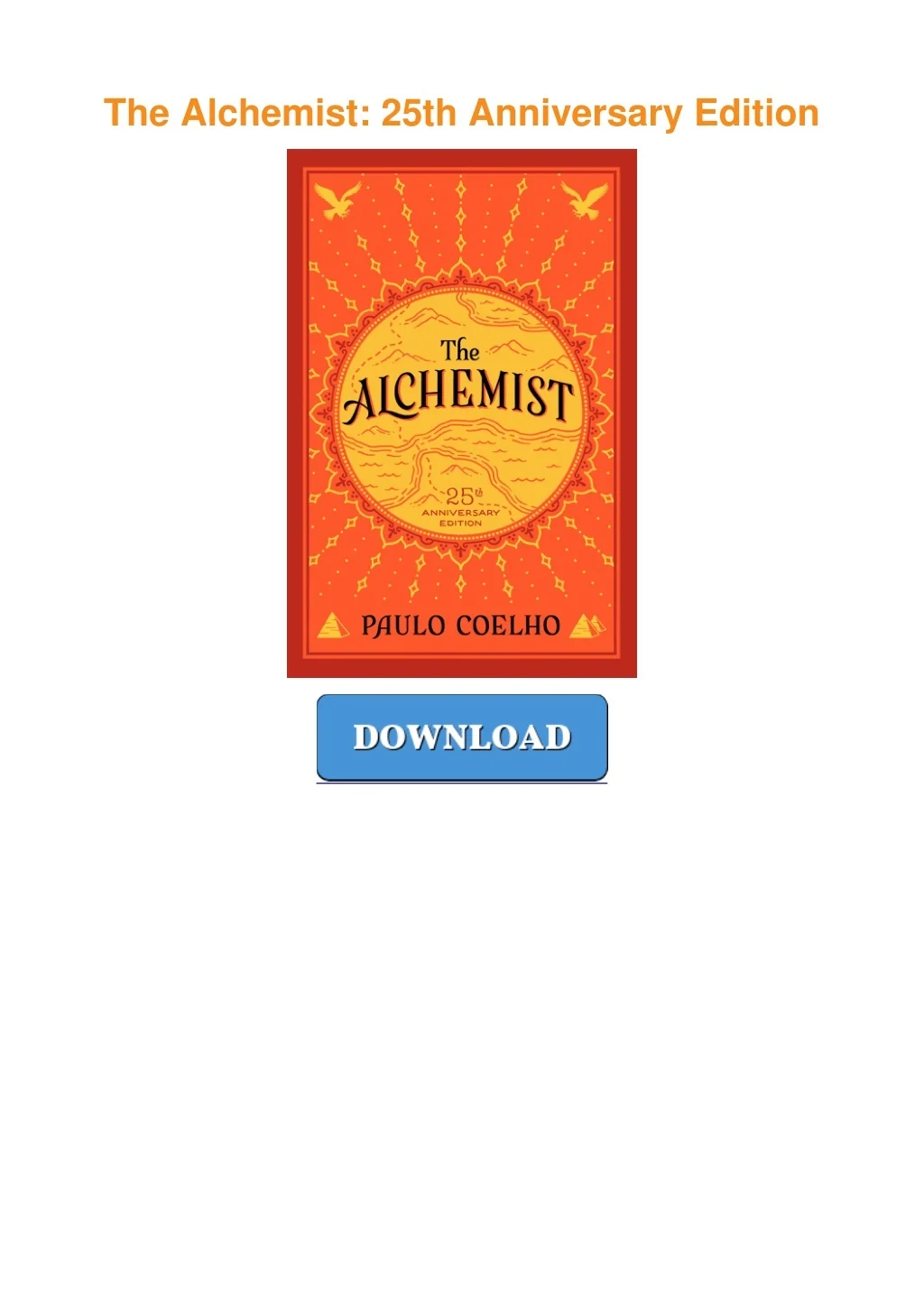 PPT - pdf⚡ The Alchemist: 25th Anniversary Edition PowerPoint ...
