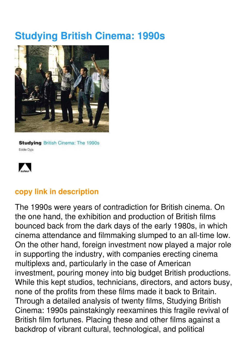 PPT - read⚡ Studying British Cinema: 1990s PowerPoint Presentation - ID ...