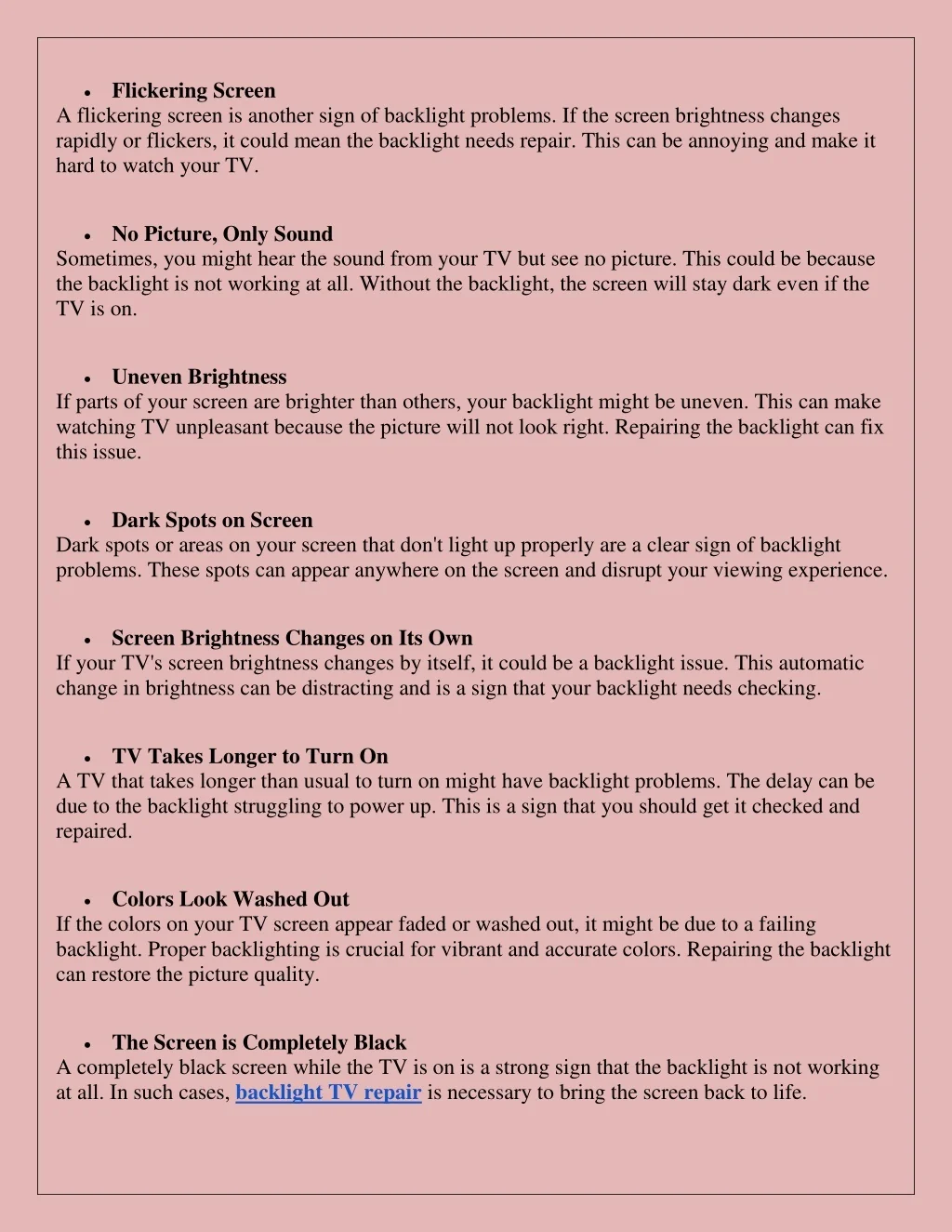 PPT - What Are the Common Signs That You Need Backlight TV Repair ...