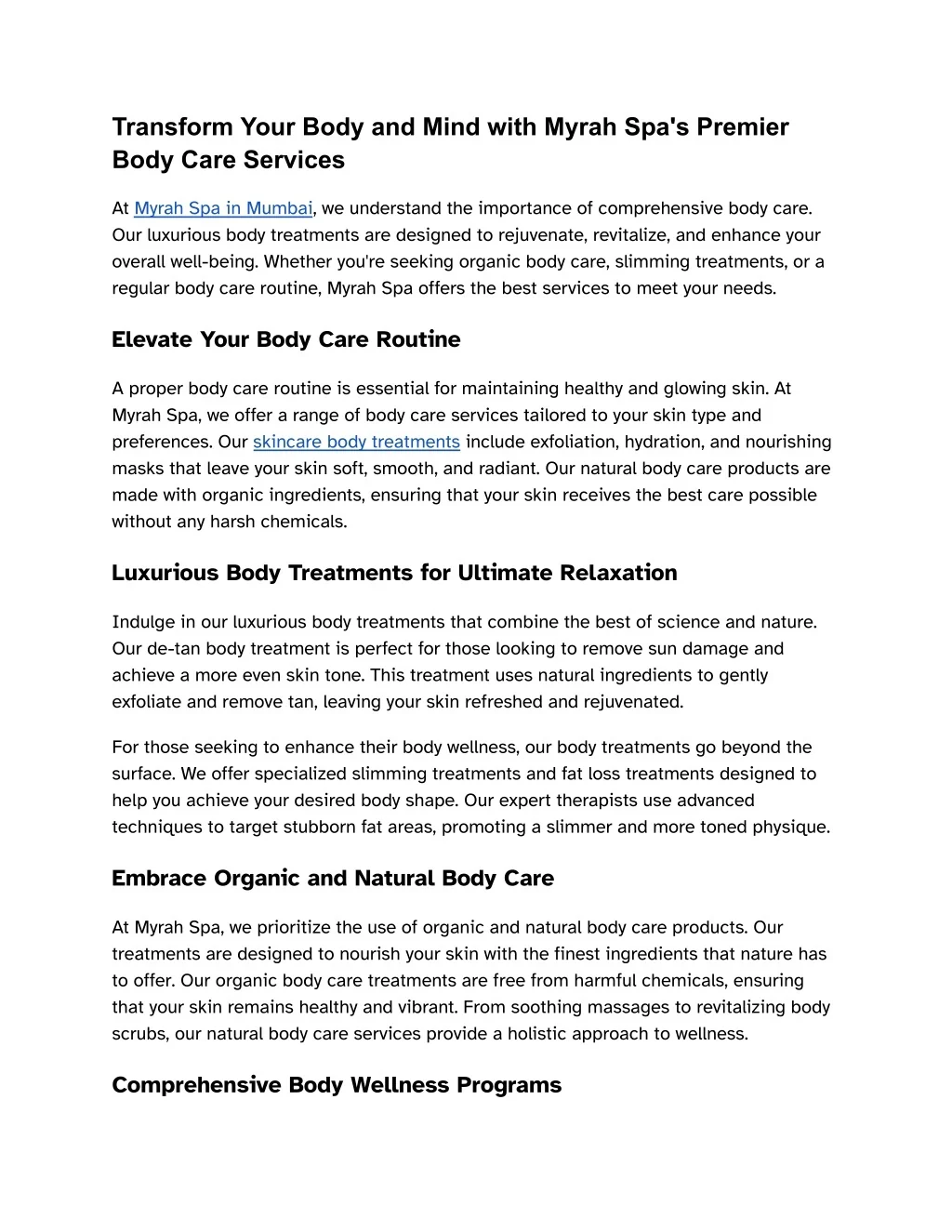PPT - Luxury Body Care at Myrah: Elevate Your Wellness Experience in ...