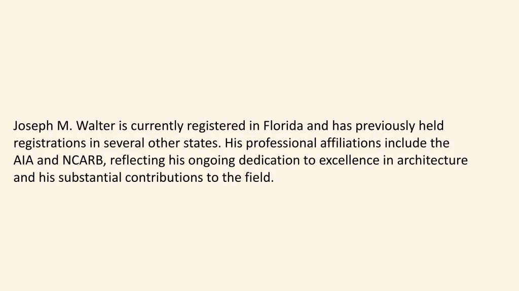 PPT - Joseph M. Walter - A Visionary and Driven Leader - Largo, Florida ...