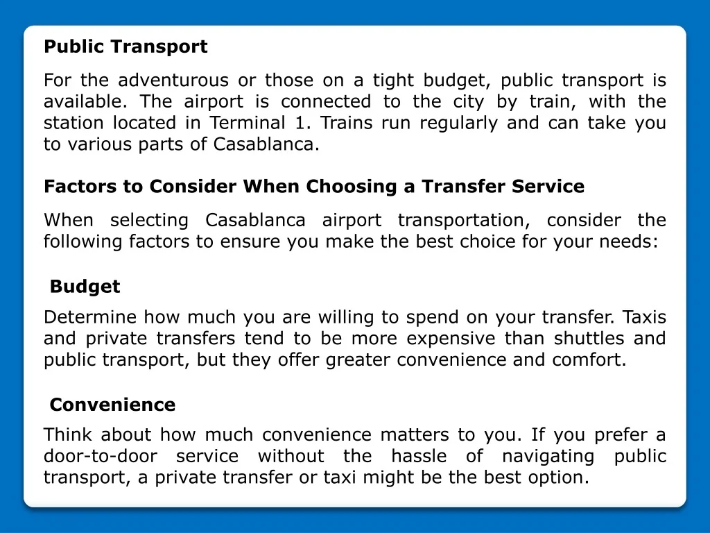 PPT - How to Choose the Best Casablanca Airport Transfer Service ...