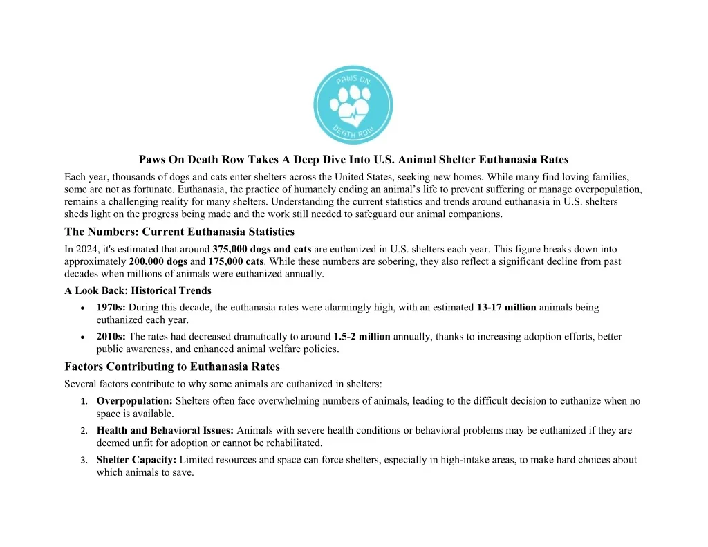 PPT - Paws On Death Row Takes A Deep Dive Into U.S. Animal Shelter ...