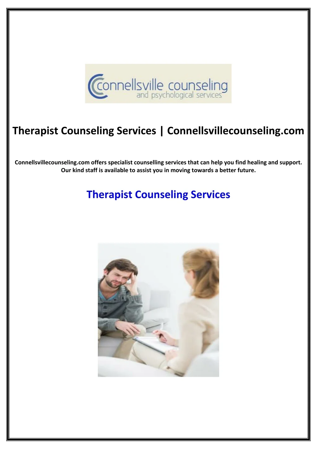 PPT - Therapist Counseling Services | Connellsvillecounseling.com ...