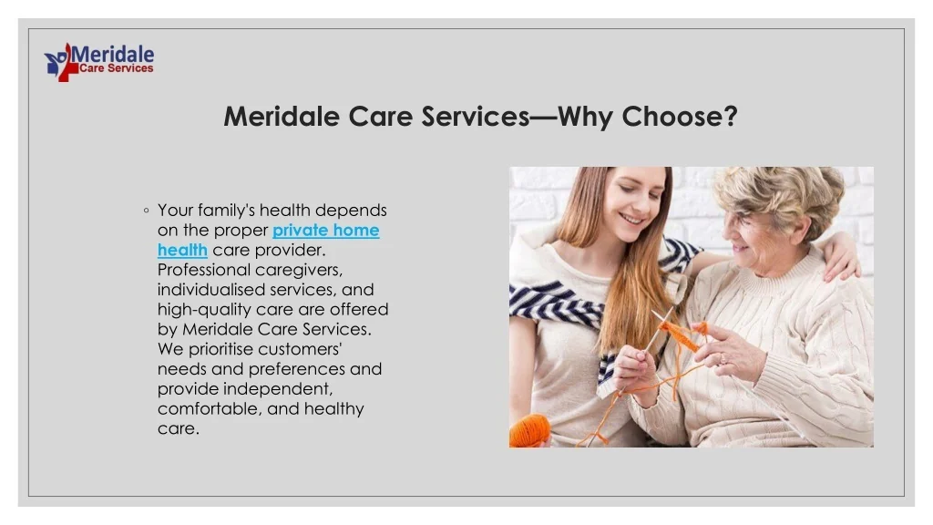 PPT - Meridale Care Services' Private Home Health Care Benefits ...