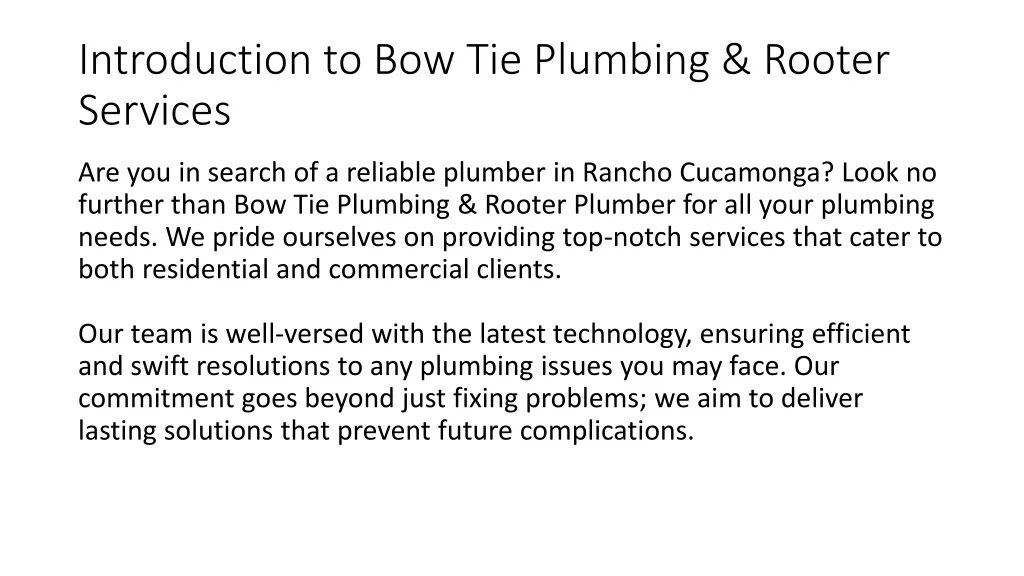 PPT - Expert Rancho Cucamonga Plumbers Ensuring Reliable and Quality ...