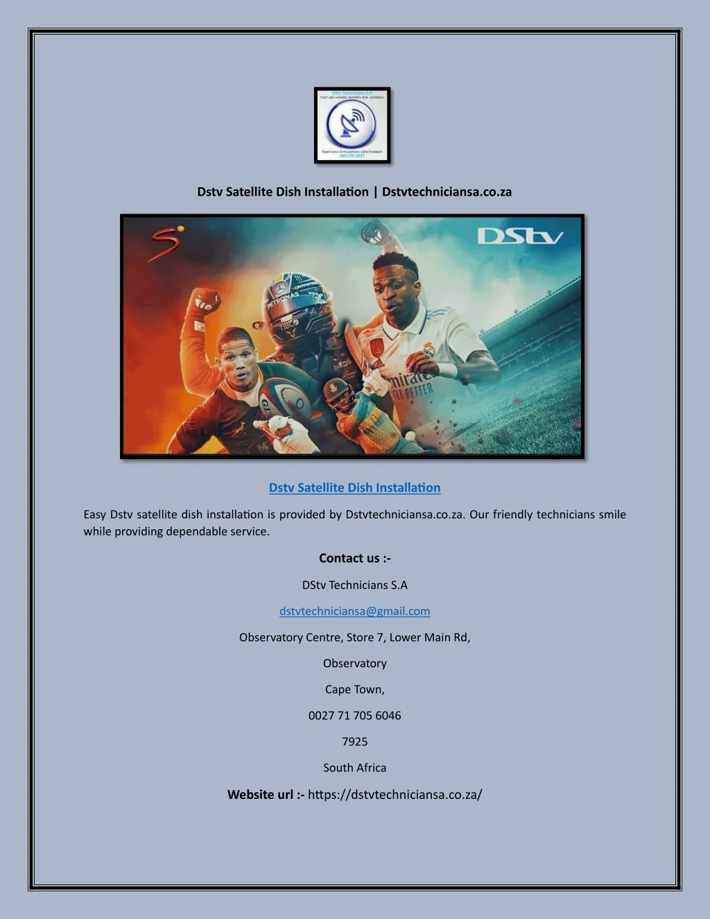 PPT - Dstv Satellite Dish Installation | Dstvtechniciansa.co.za ...