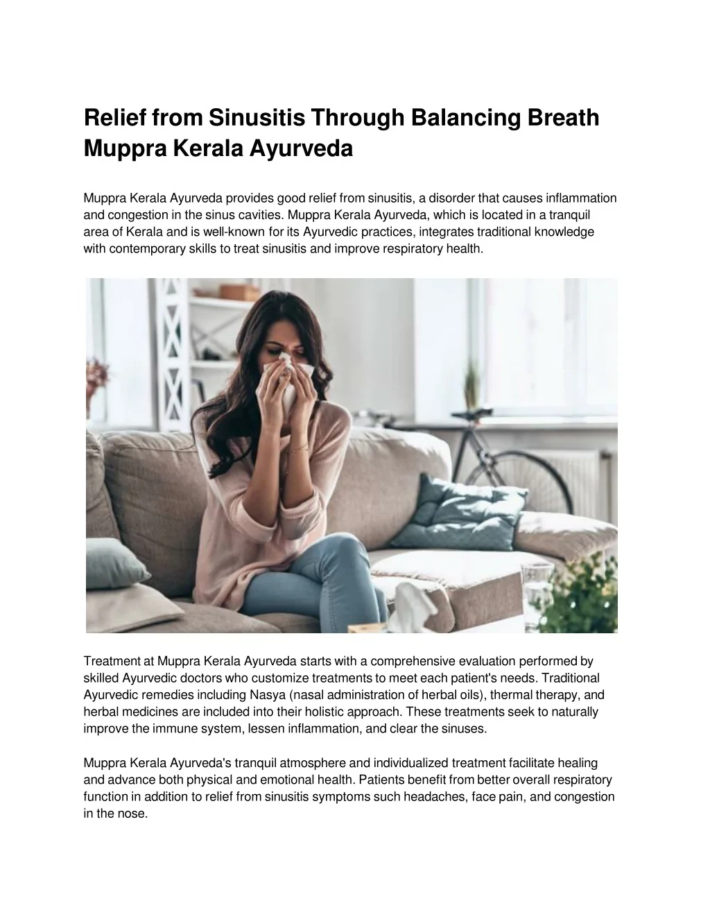PPT - Relief from Sinusitis Through Balancing Breath Muppra Kerala Ayurveda PowerPoint ...