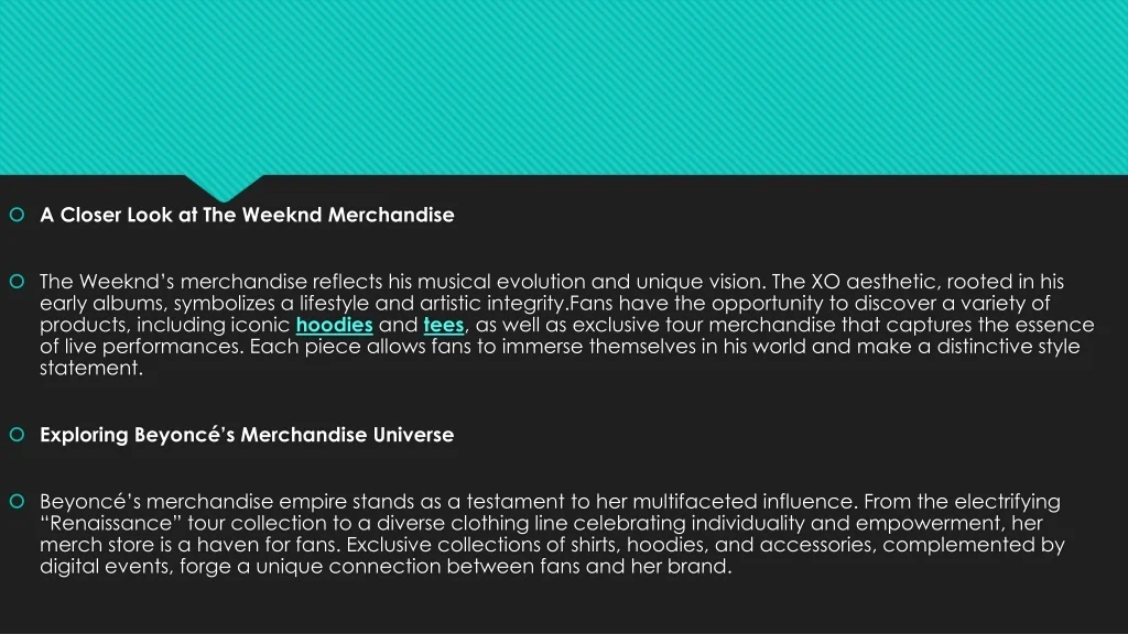 PPT - Celebrating Musical Icons The Weeknd and Beyonce Merchandise ...