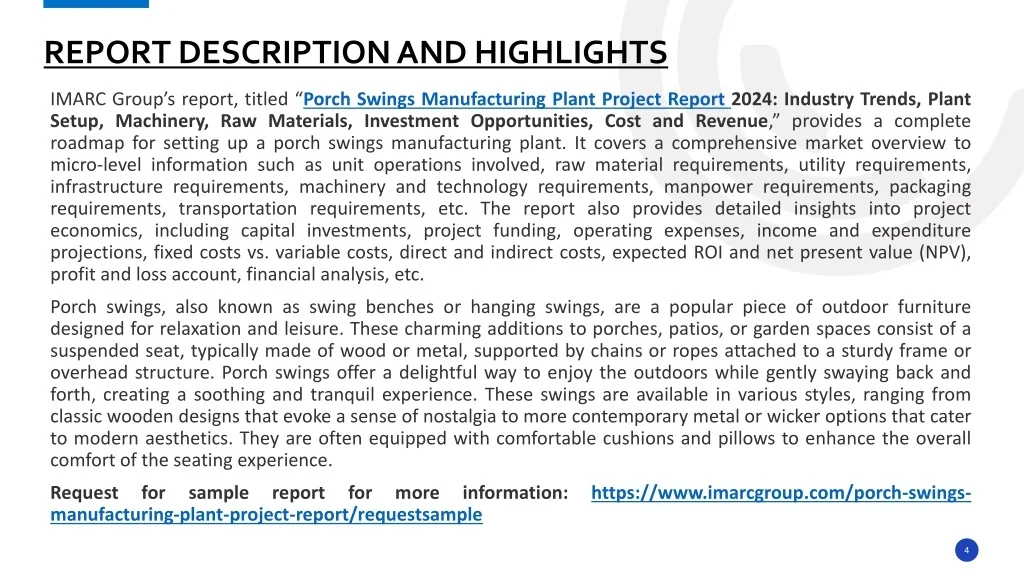 PPT - Porch Swings Manufacturing Plant Project Report PowerPoint ...