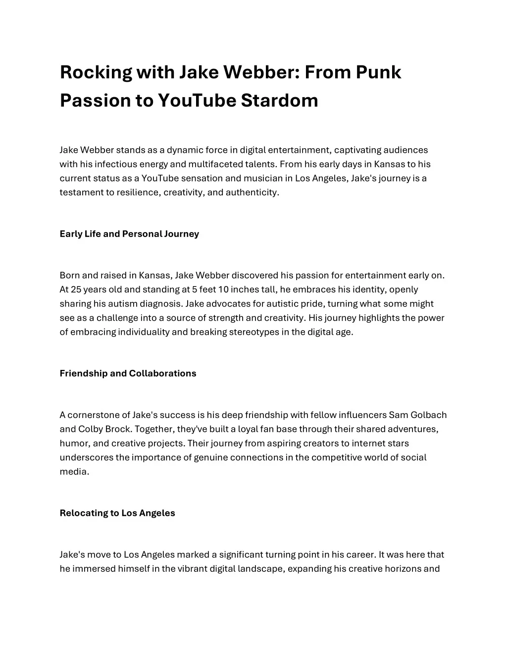 PPT - Rocking with Jake Webber From Punk Passion to YouTube Stardo ...