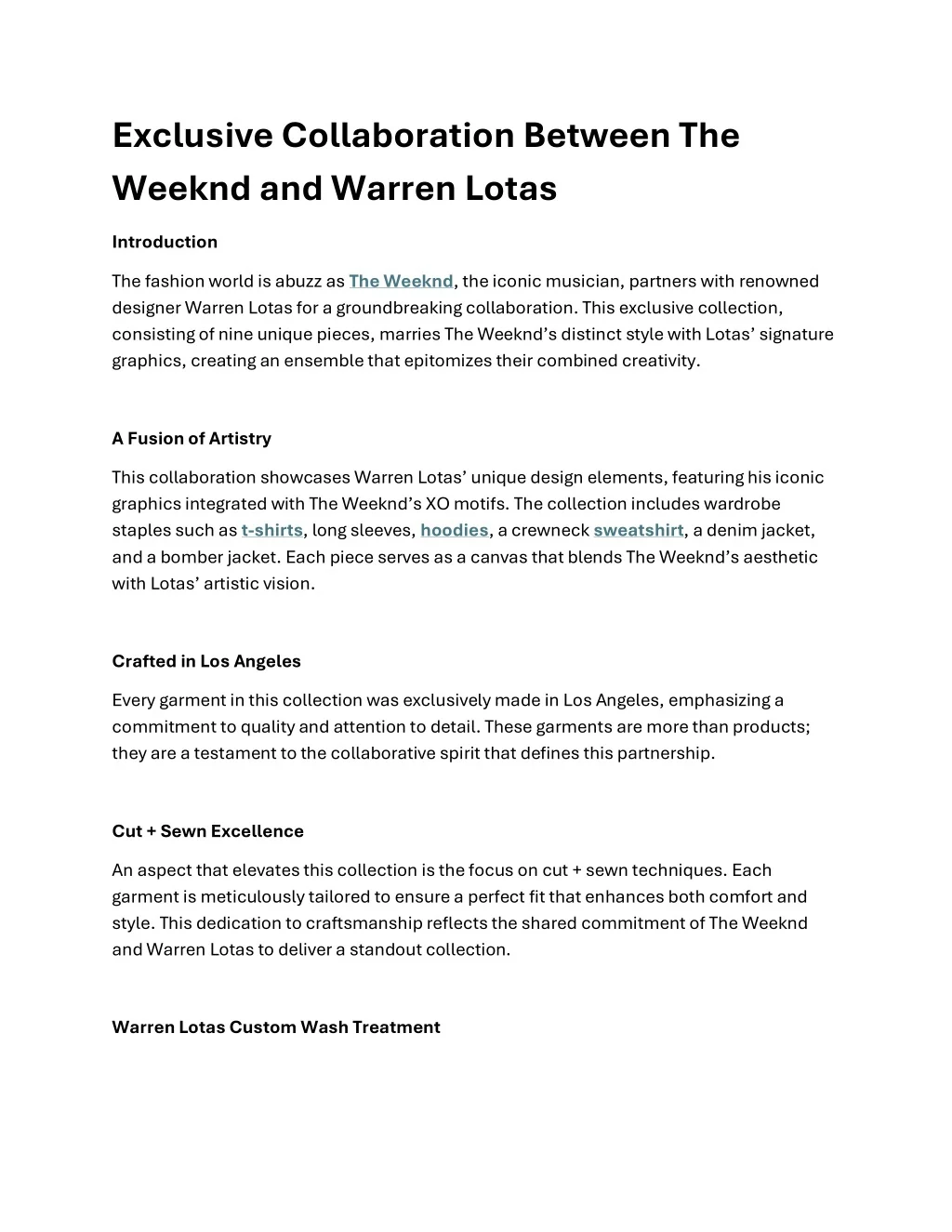 PPT - Exclusive Collaboration Between The Weeknd and Warren Lotas ...