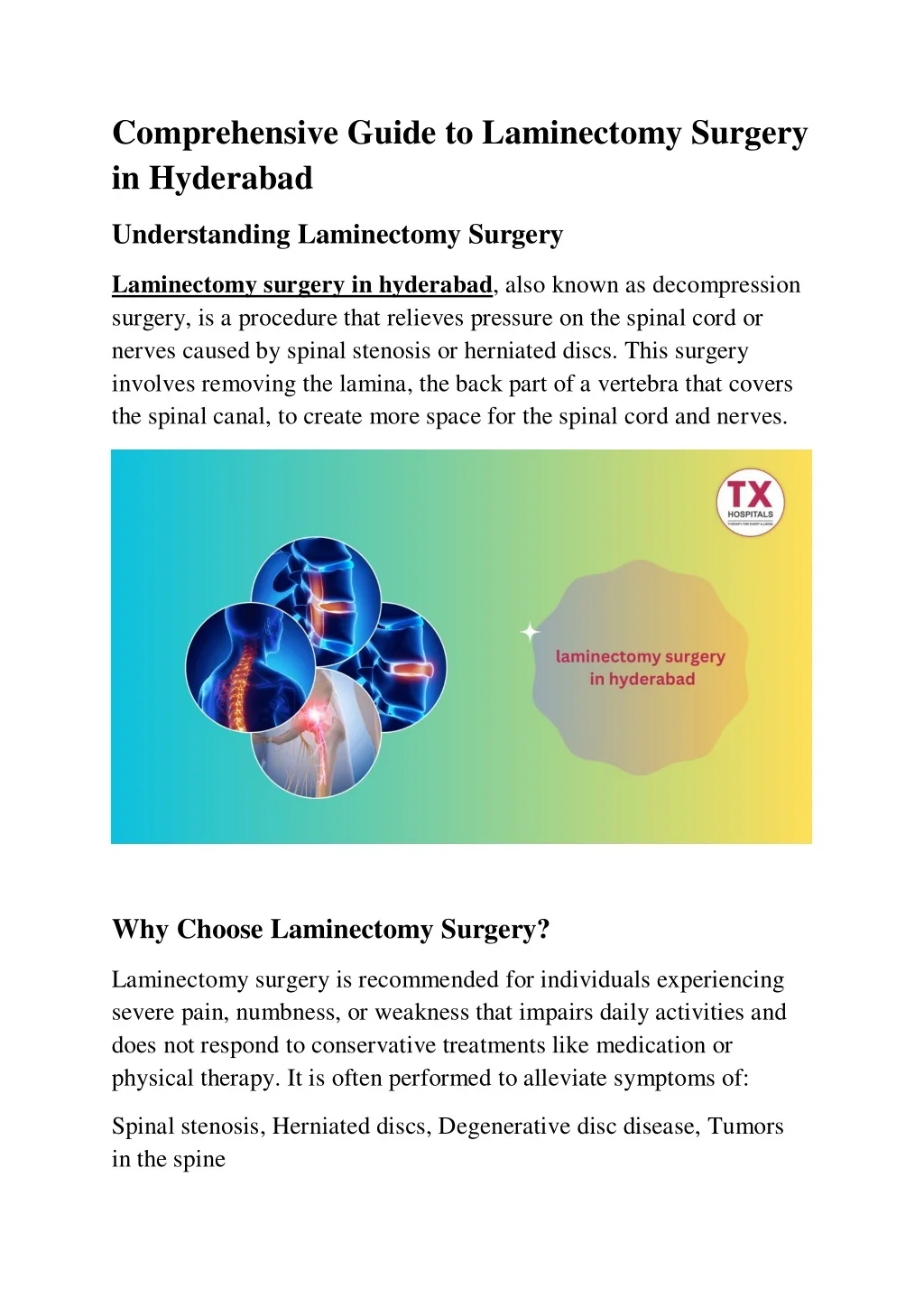 PPT - Best Laminectomy Surgery in Hyderabad | Top Neurosurgeons | TX ...