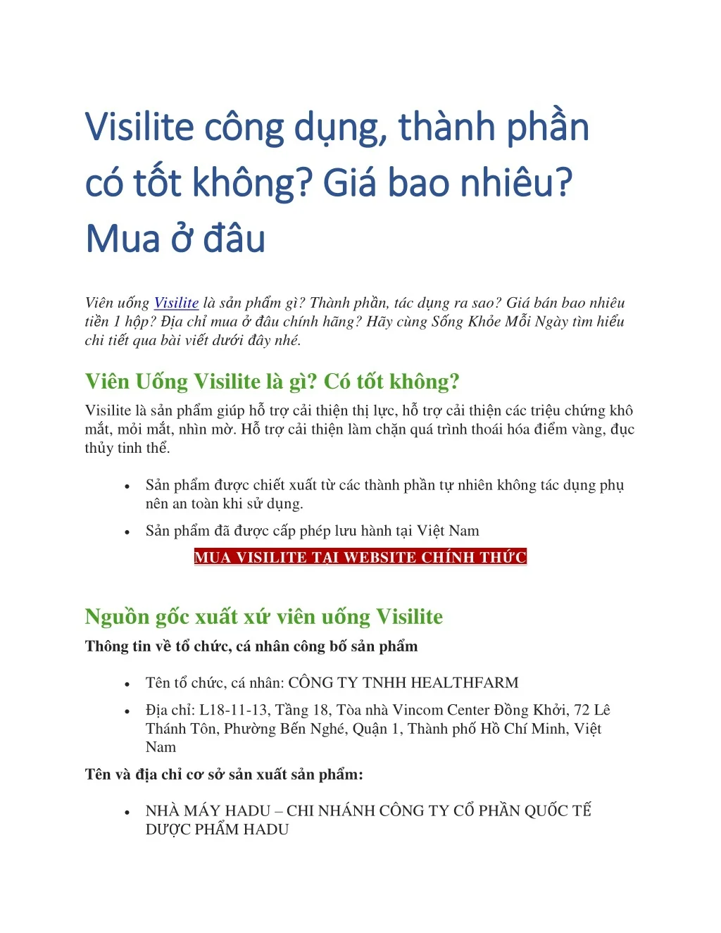 PPT - Visilite có tốt không, mua ở đâu chính hãng, giá bao nhiêu ...