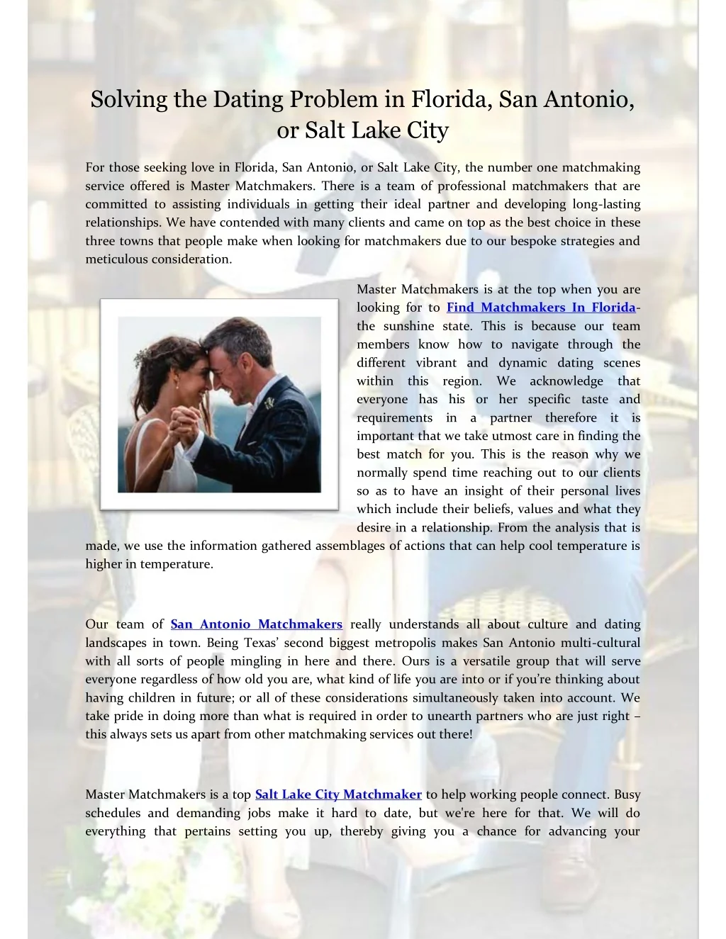 PPT - Solving the Dating Problem in Florida, San Antonio, or Salt Lake ...