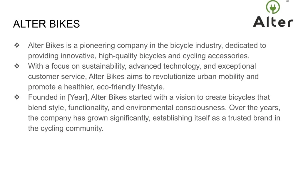 PPT - "Discover the Innovation and Sustainability of Alter Bicycles ...