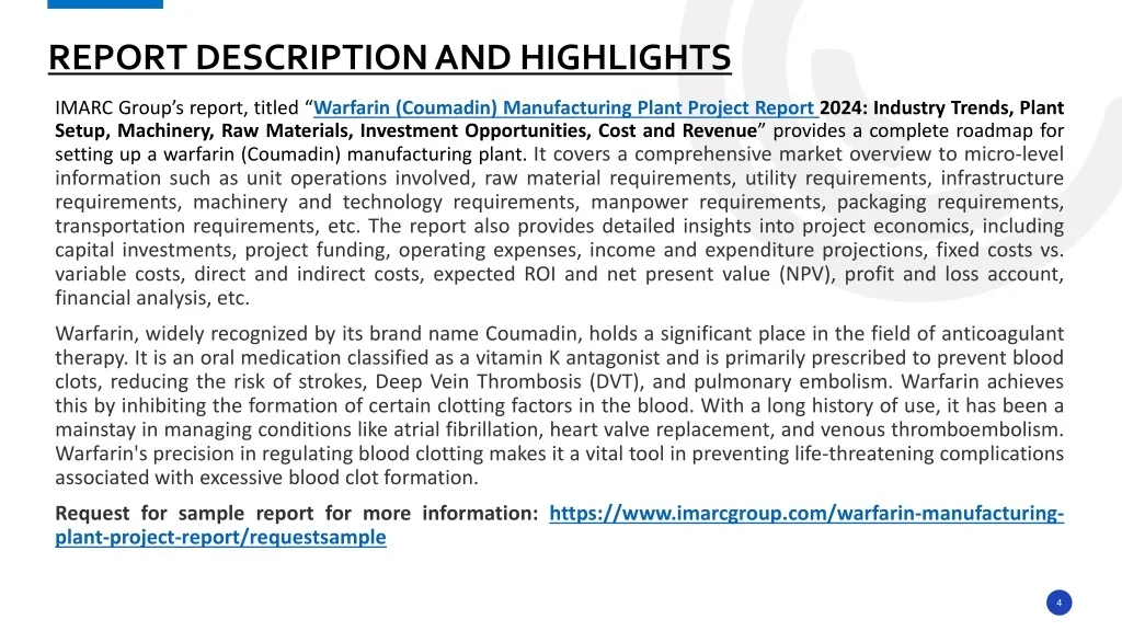 PPT - Detailed Project Report on Warfarin (Coumadin) Manufacturing ...