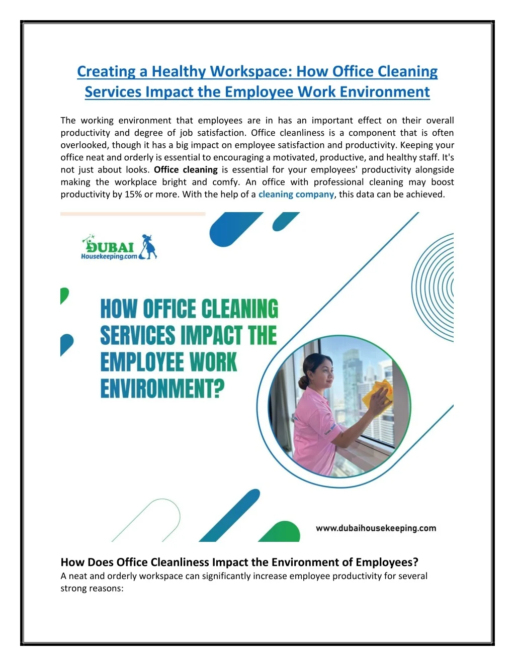 PPT - How Office Cleaning Services Impact the Employee Work Environment ...