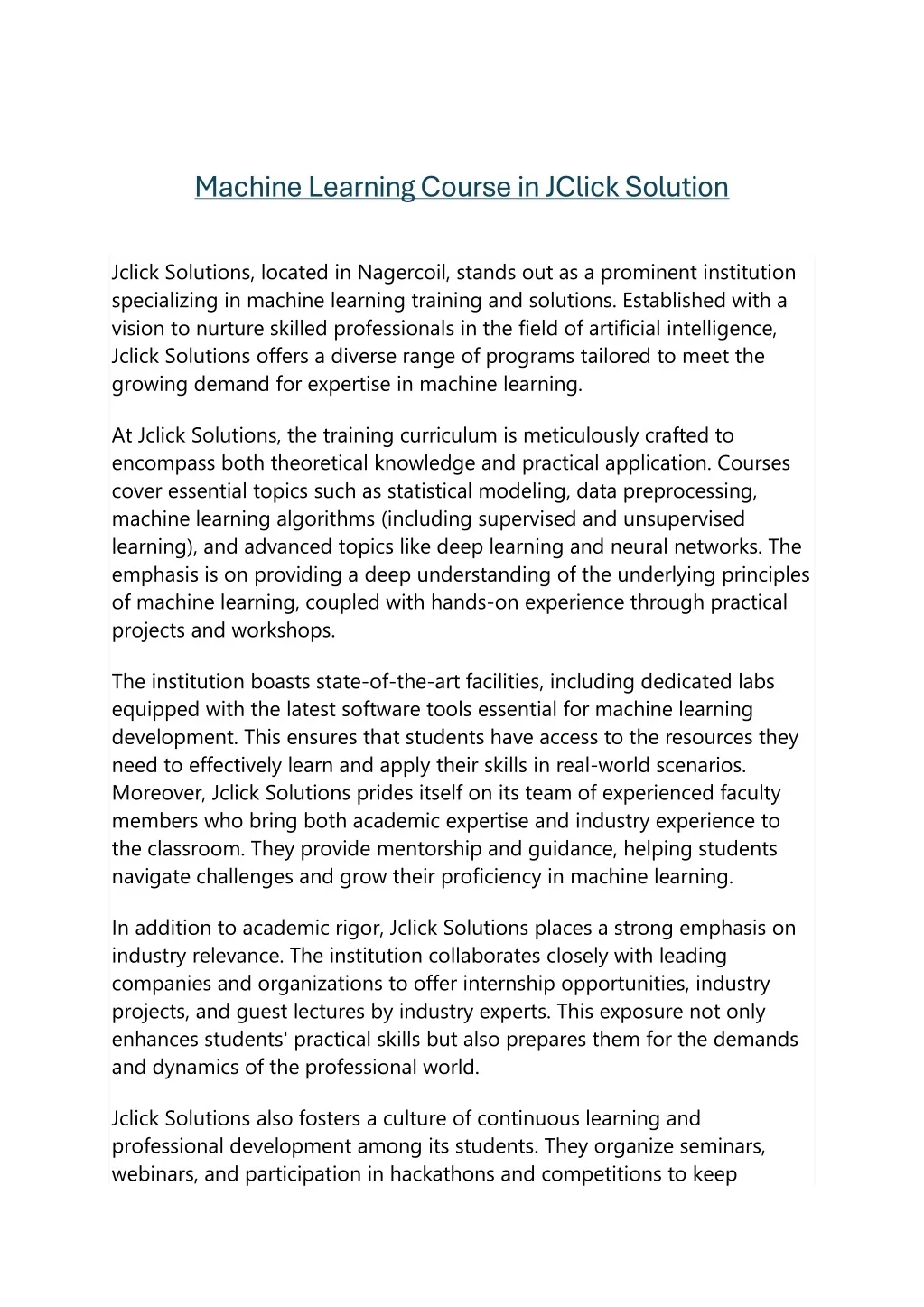 PPT - Machine Learning Course in JClick Solution PowerPoint ...
