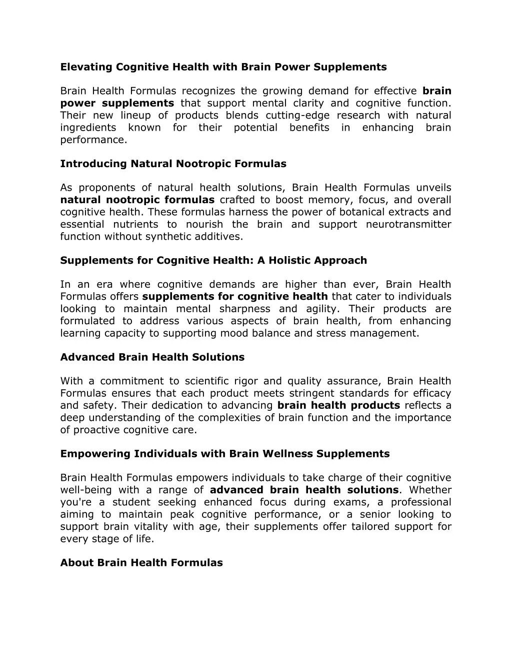 PPT - Brain Health Formulas Launches Advanced Solutions for Cognitive ...