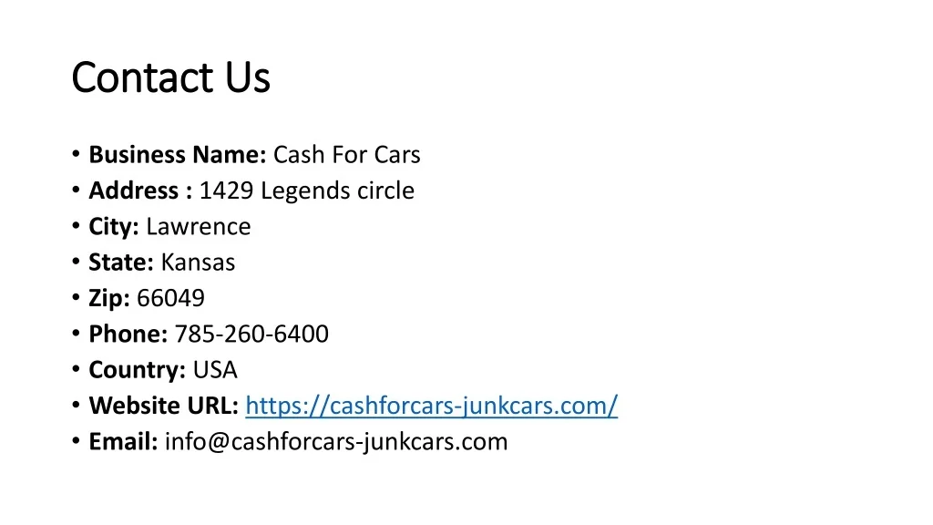 PPT - The Best Junk Car Buyer in Lawrence PowerPoint Presentation, free download - ID:13381511