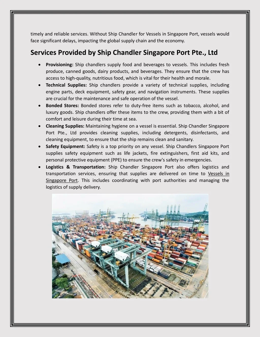 PPT - Essential Ship Chandler Singapore Port Pte., Ltd Services & a ...