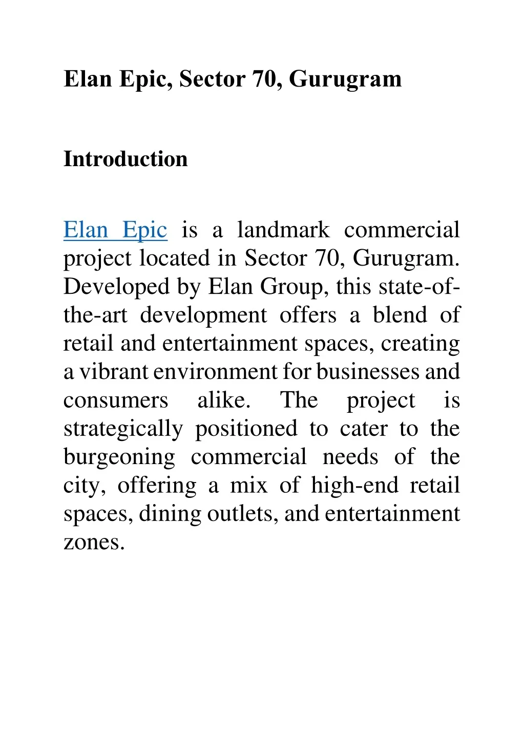 PPT - Explore The luxuries Commercial spaces at Elan Epic sector 70 ...