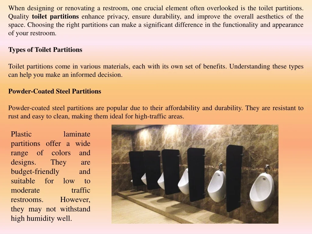 PPT - The Ultimate Guide to Choosing the Best Toilet Partitions for ...