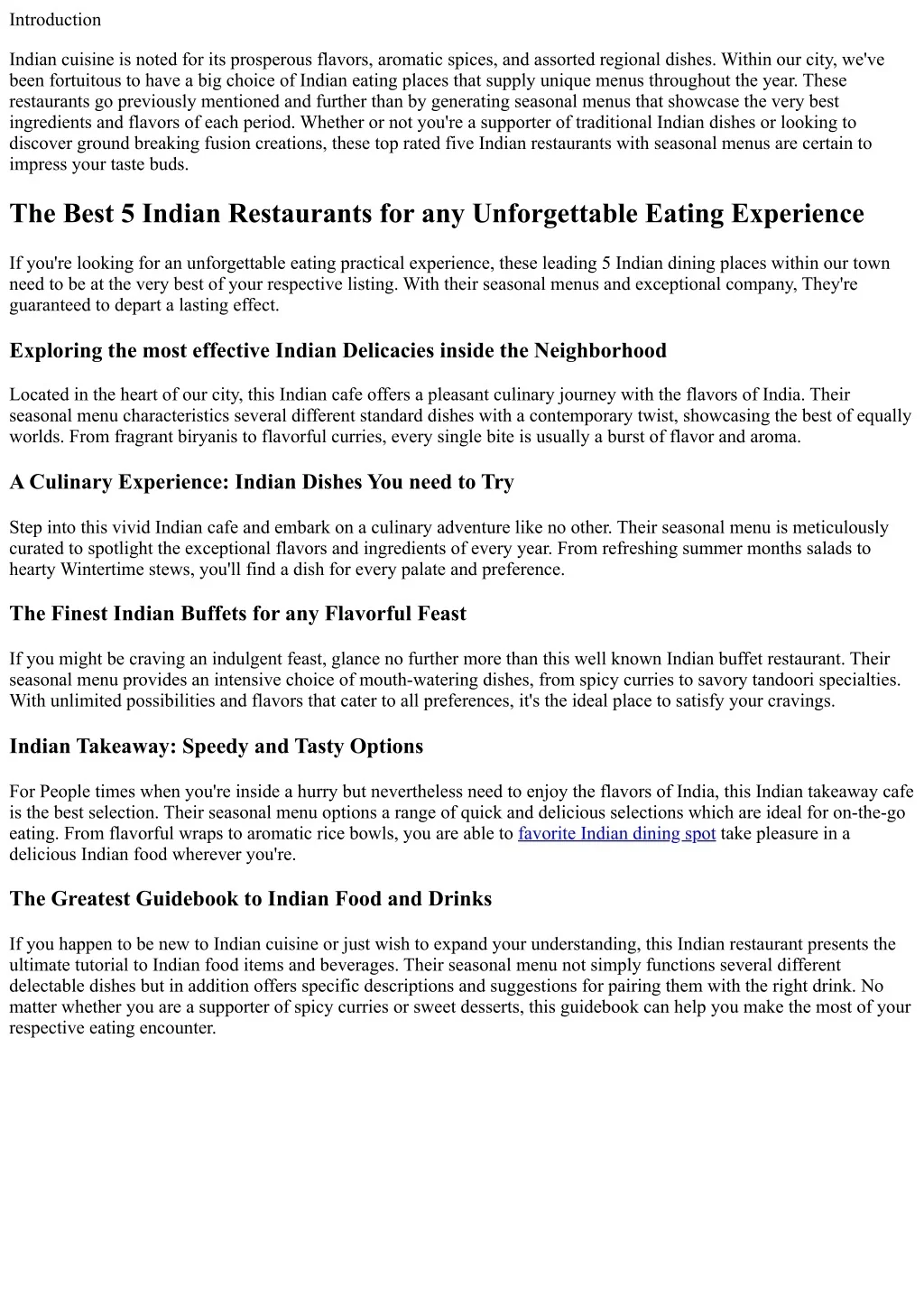 PPT - The best five Indian Dining establishments with Seasonal Menus ...