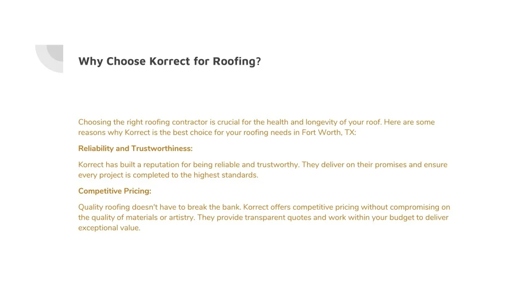 PPT - Top-Notch Roofing Solutions in Fort Worth_ Discover Korrect's ...